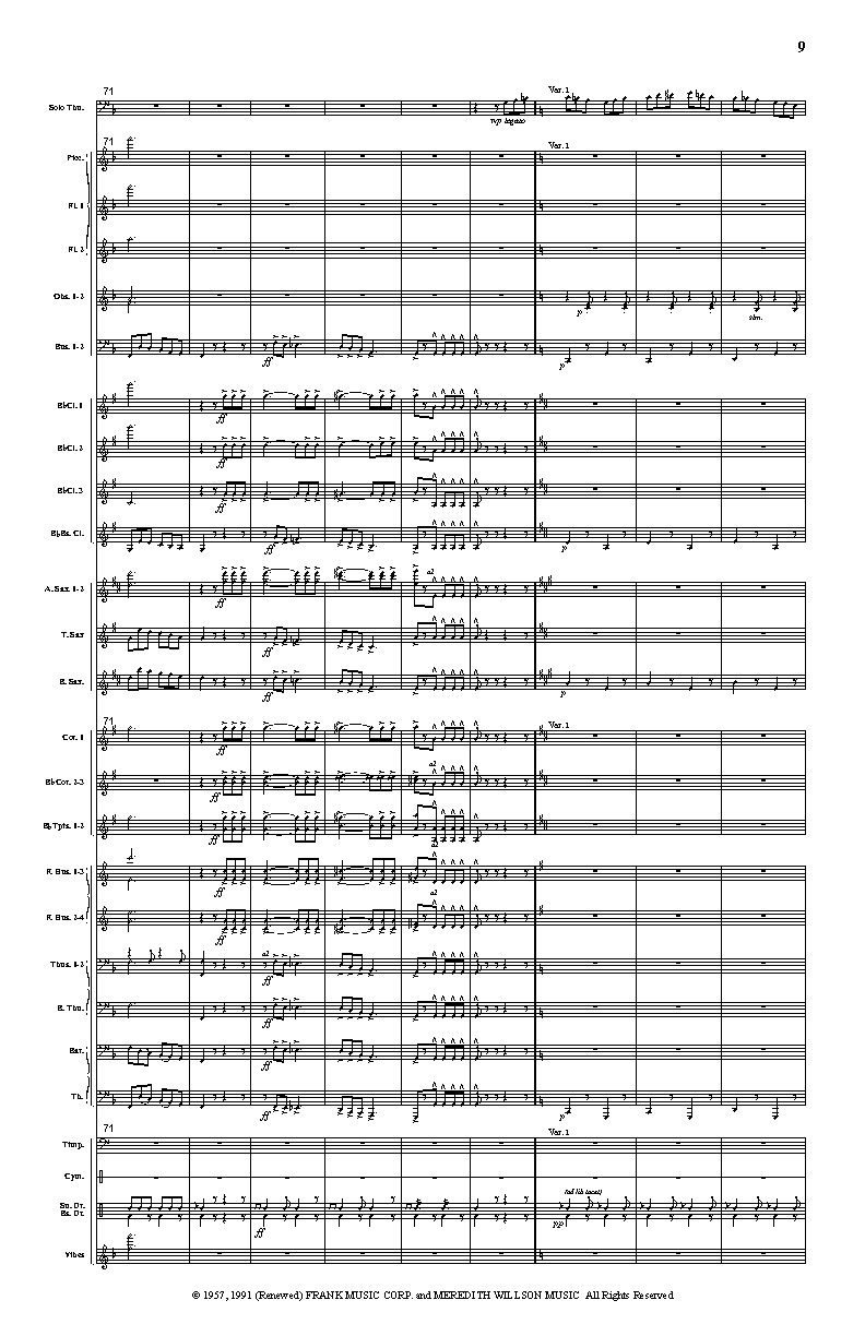 Seventy-Six (76) Trombones by Meredith Willson for trombone and band